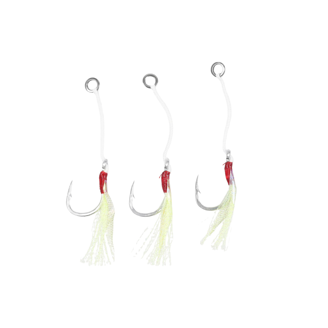 Jigging World SJ-41 Single Assist Hooks w/ Flash | J&B Tackle — J&B ...