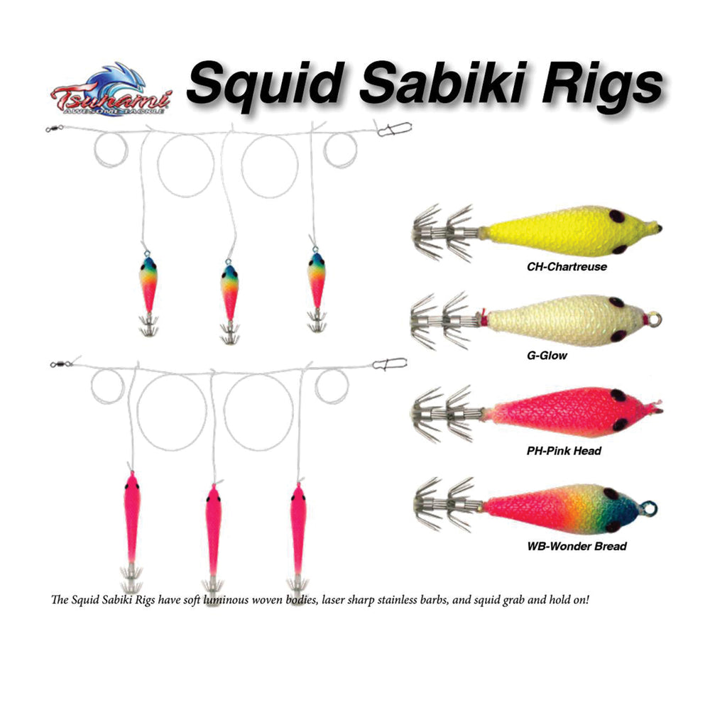 Tsunami Squid Jig Sabiki Rig 2.5" & 4" – J&B Tackle Co